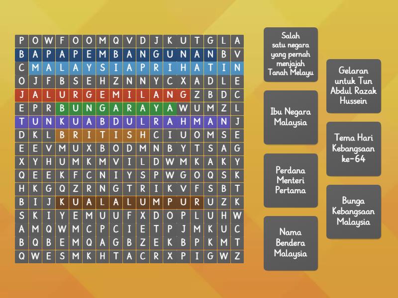 Kuiz Kemerdekaan - Wordsearch