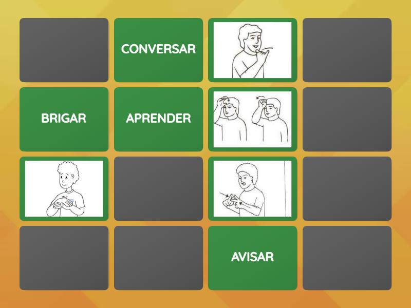 COMBINAR OS VERBOS COM OS SINAIS - Matching pairs