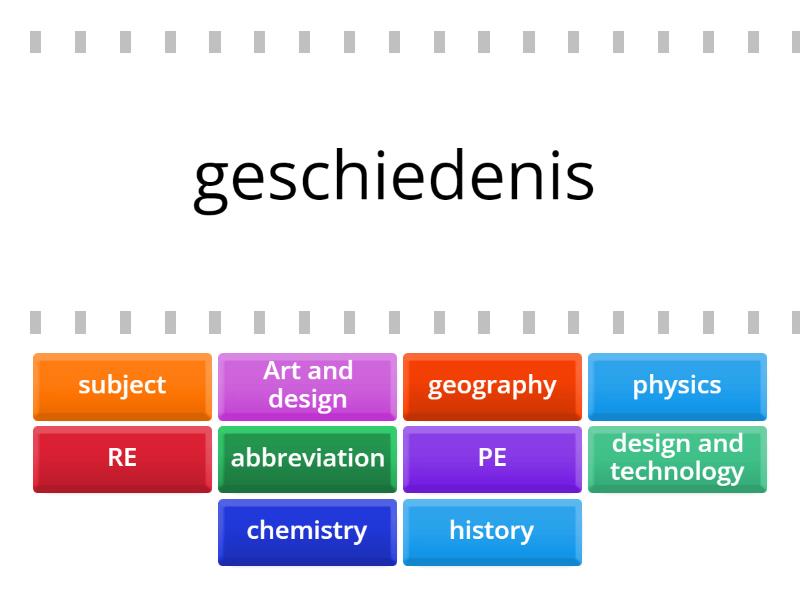 Brugklas - Les 3A: School subjects - Find the match
