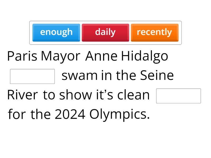 2024 Olympics - the Seine river - Complete the sentence