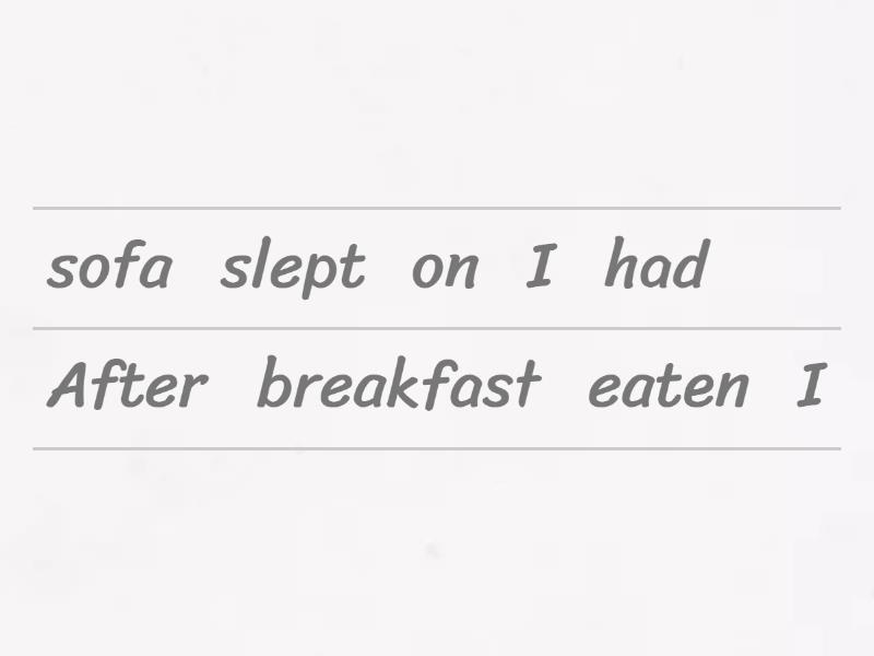 Past Perfect Tense (Sleep & Eat) - Desembaralhe