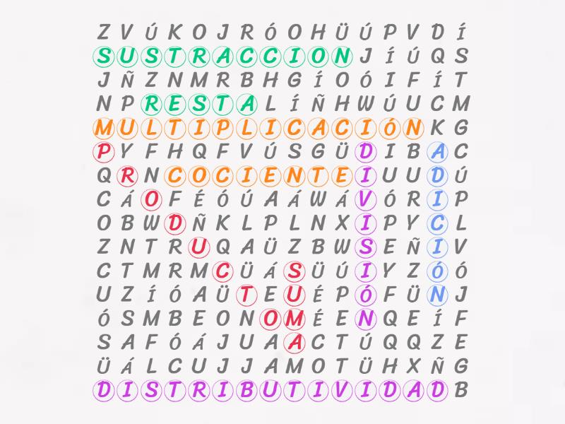 Operaciones Combinadas - Sopa de letras