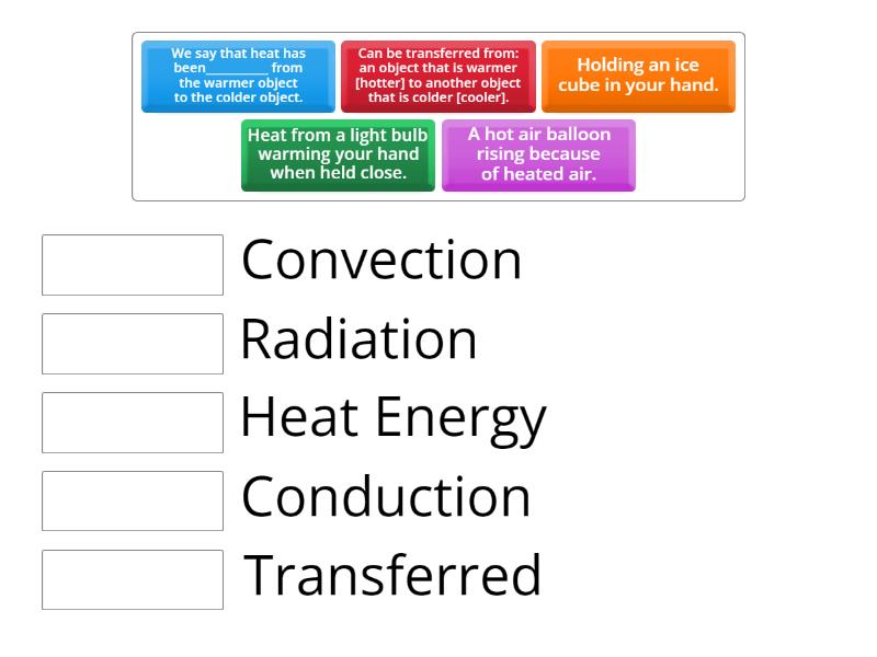 Grade 7 Heat Transfer - Match up