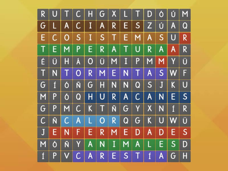 Calentamiento global - Sopa de letras