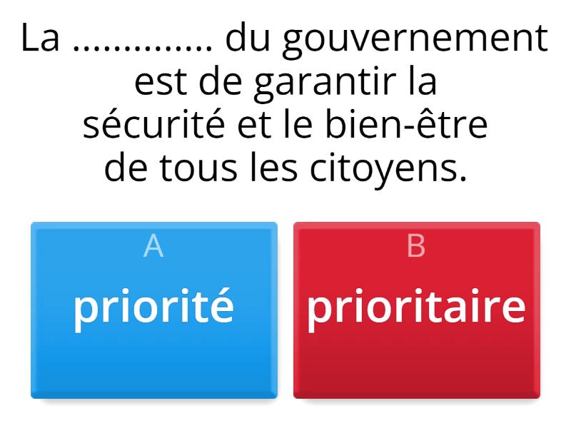 Indicateurs d'importance : la priorité - prioritaire - Quiz
