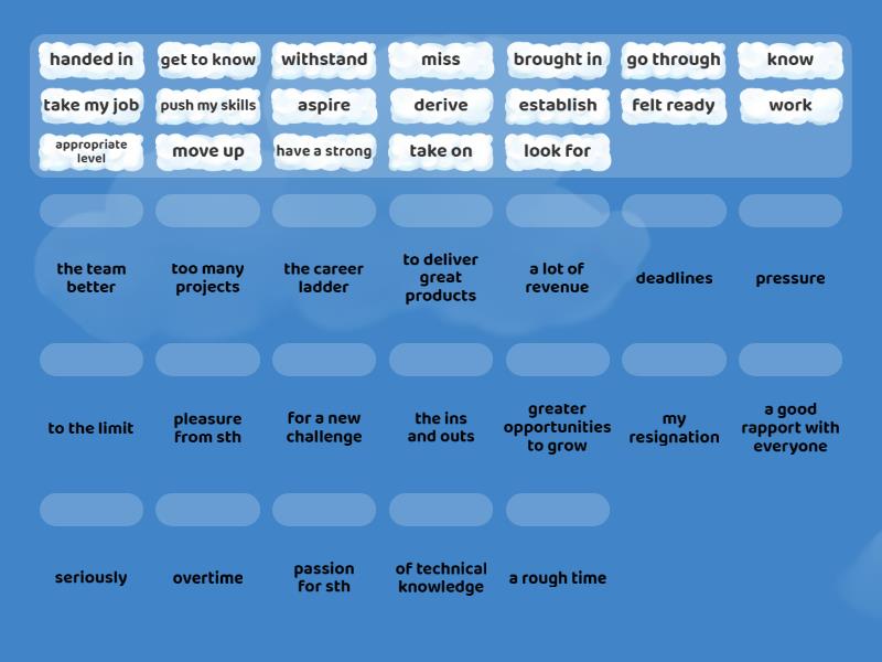 Work collocations - Une las parejas