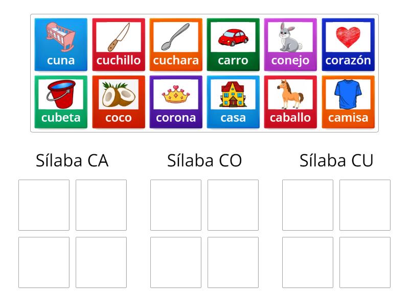 Palabras con CA - CO - CU inicial - 按組排序