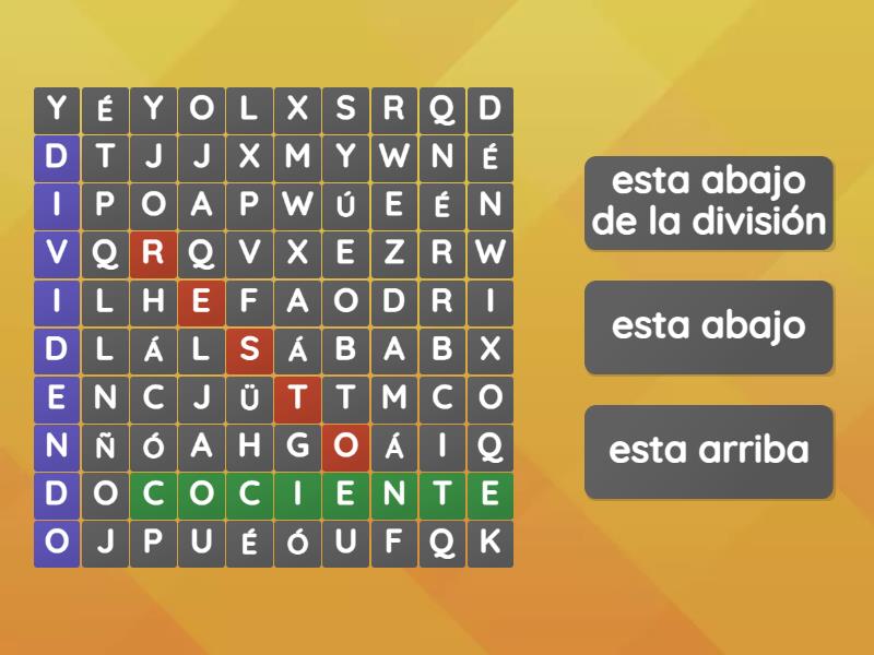 partes división - Sopa de letras