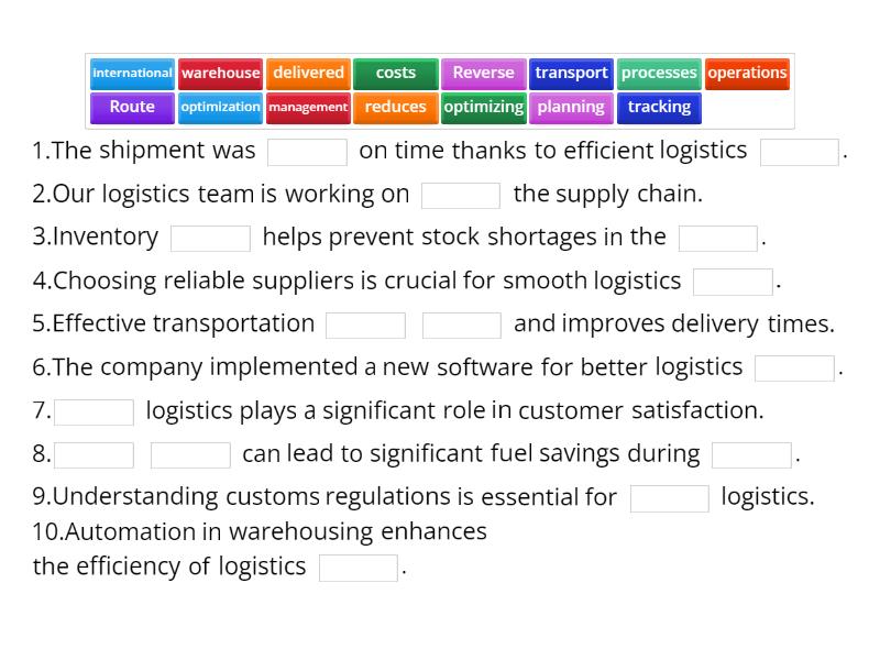 Robert logistics - Complete the sentence