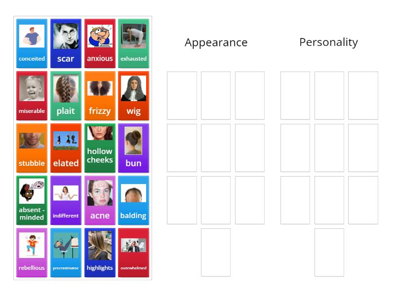 Vocabulary: human (appearance versus personality) - Group sort