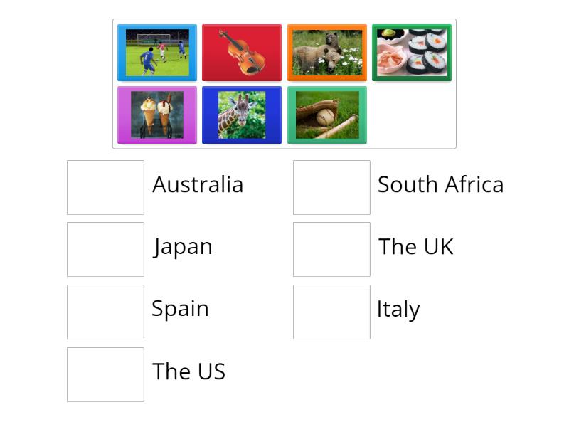 What Object represents the country? - Match up