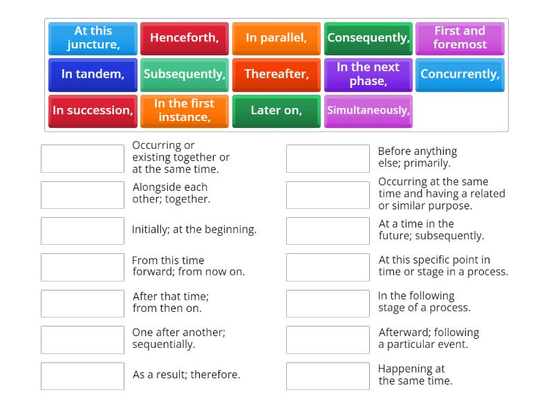 C1 Advanced Linking Words for Processes - Match up