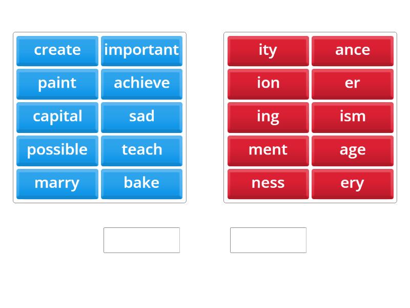 Noun suffixes p10 - Make sets