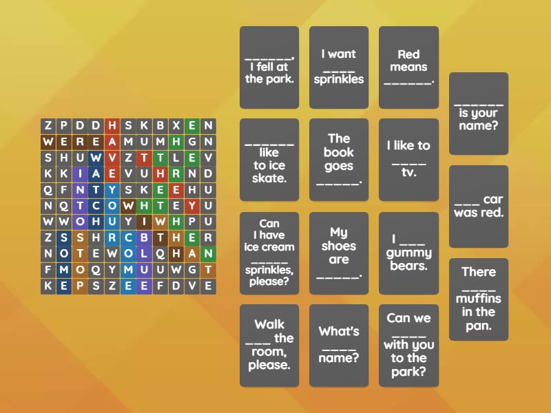Sight Word Crossword - Wordsearch