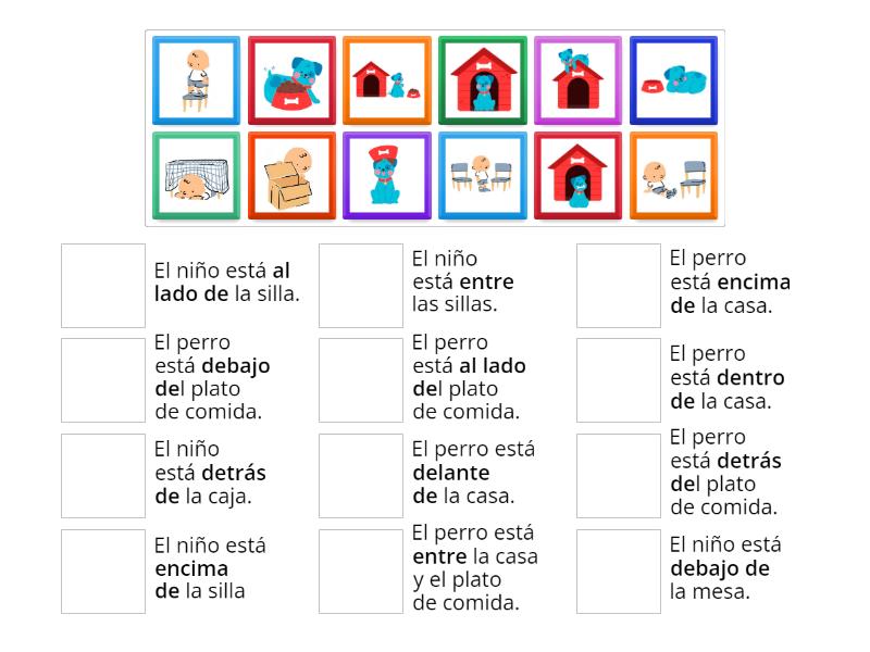 Preposiciones de lugar A1 A2 - Match up