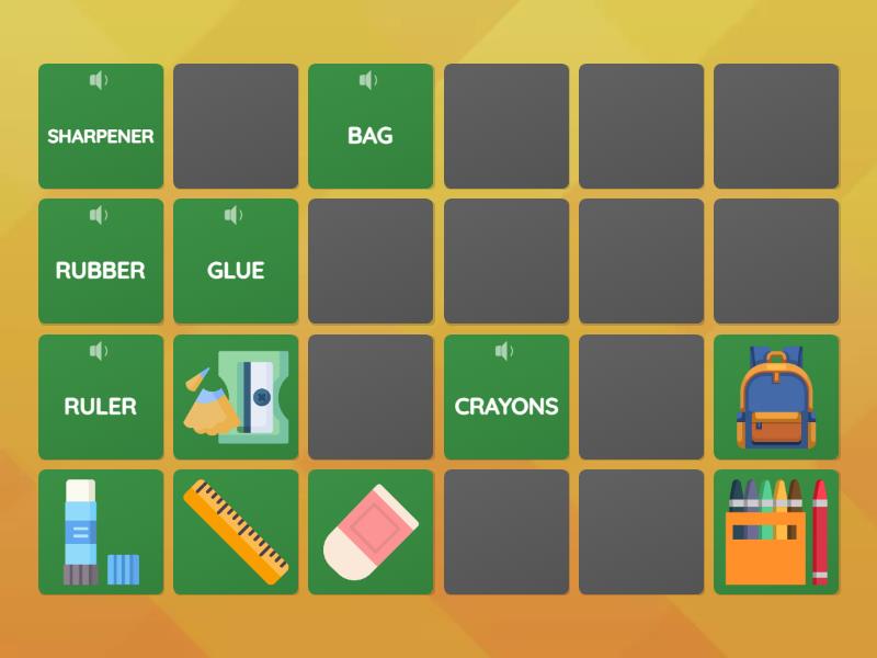 SCHOOL SUPPLIES - Matching pairs