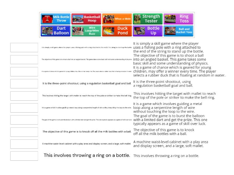 Game Locations for Theme Parks - Match up