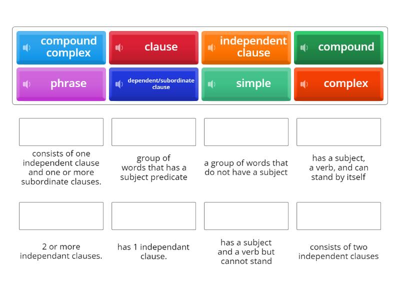LS Sentence Structure game board - Match up