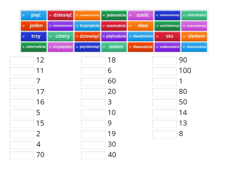 DJ numbers- liczby - Match up