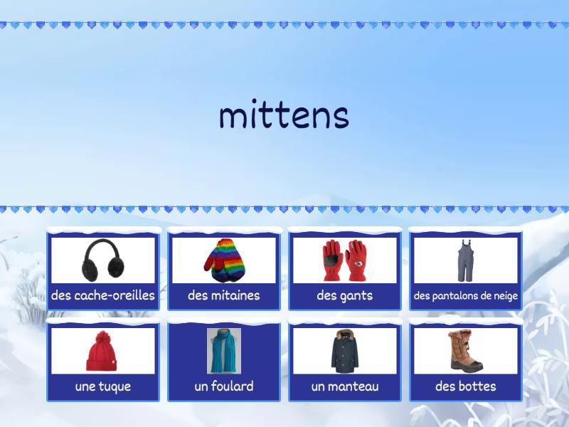 French - Winter clothing - Find the match
