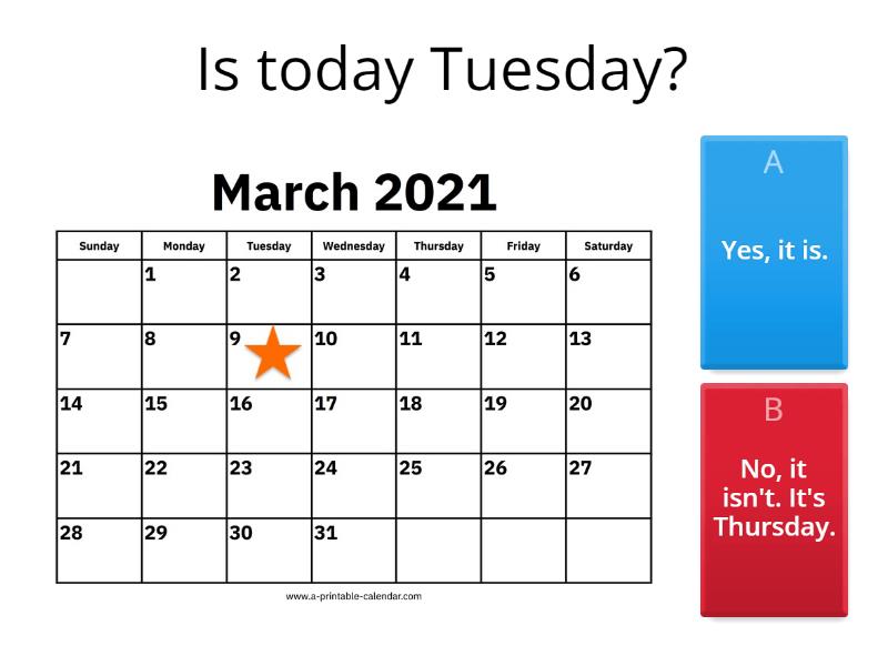 Unit1- Is today Monday? - Quiz