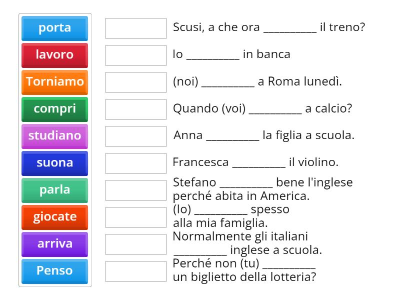 Verbi in -are - Match up