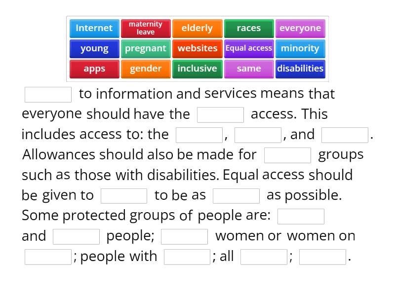 Learning Aim C - Equal Access - Complete the sentence