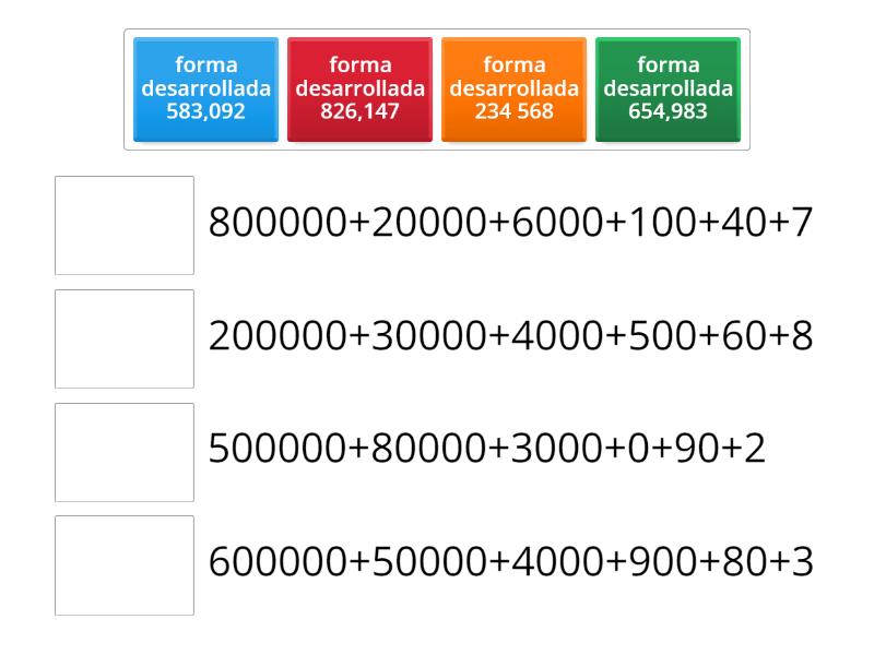 forma desarrollada y forma estandar. - Une las parejas