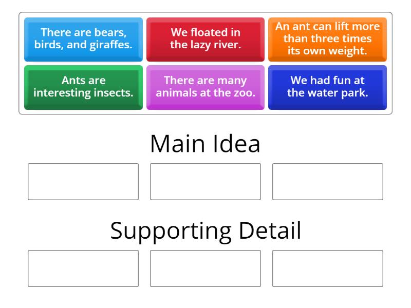Main Idea & Details Game - Group sort