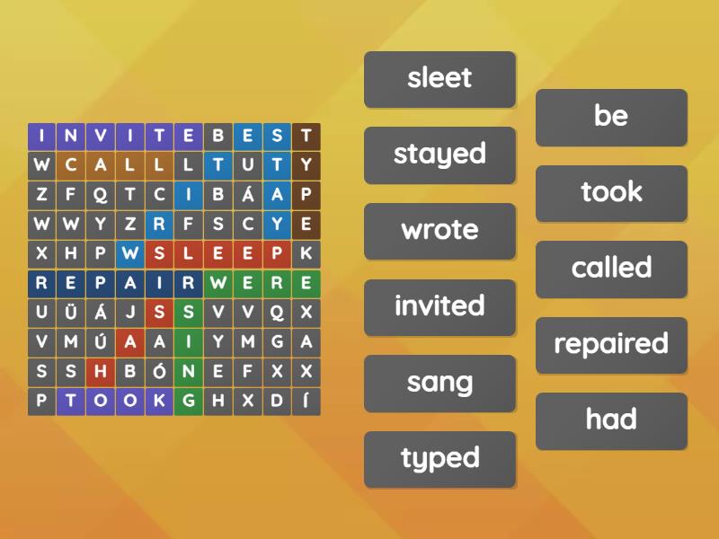 simple past - Sopa de letras