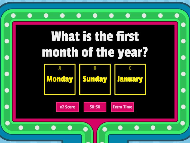 Quizz about days of the week and months of the year - Gameshow quiz