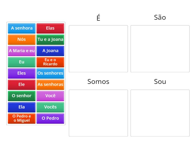 PPU1: Verbo ser e pronomes pessoais - Group sort