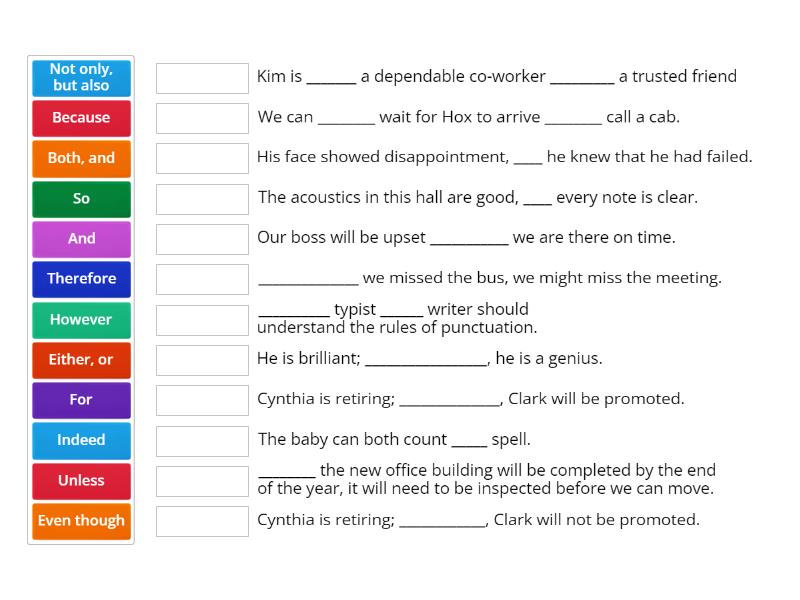 Conjunctions - Match up