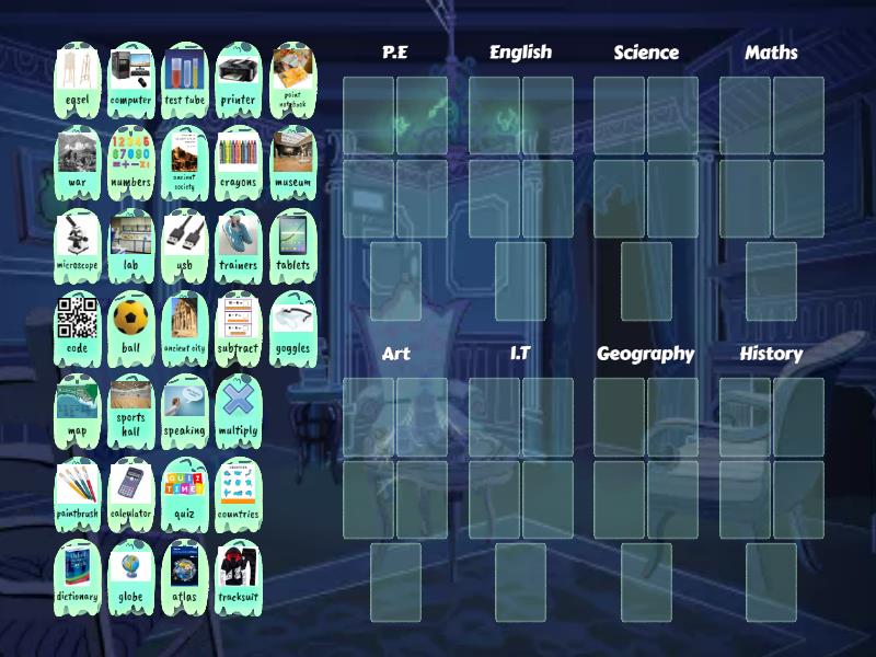 School subjects - Group sort