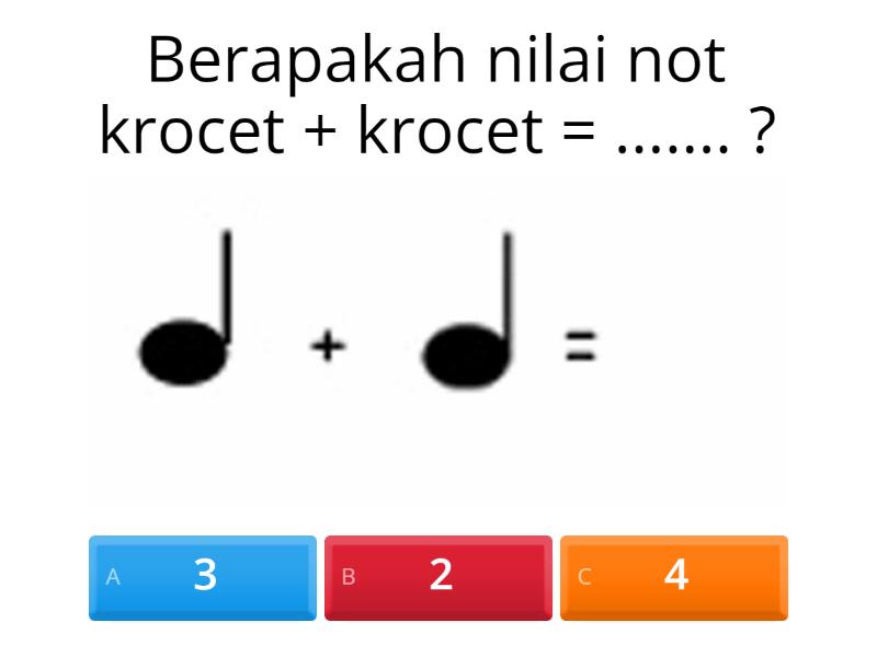 Jumlahkan nilai not berikut (Pendidikan Muzik Tahap 2) - Cuestionario
