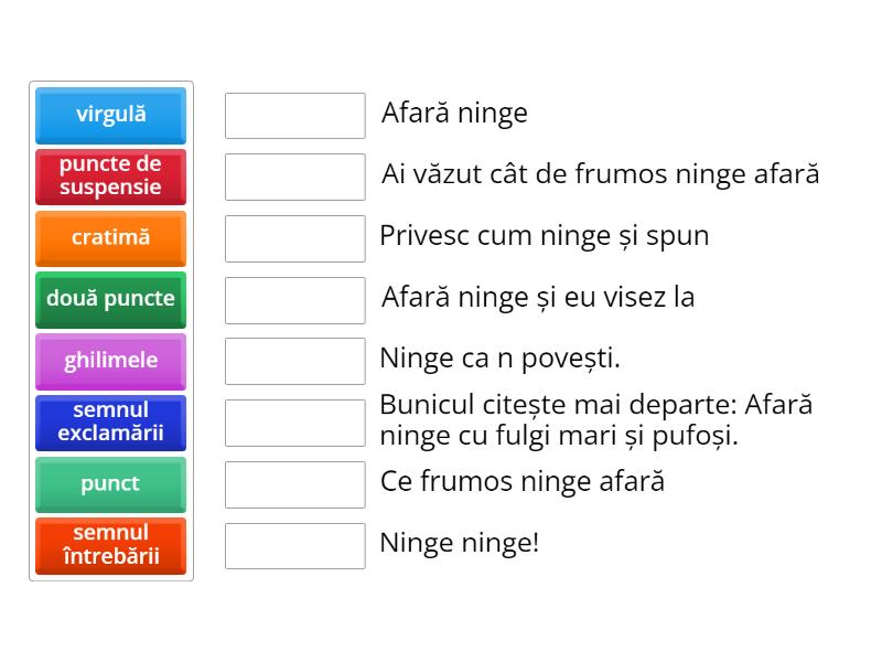 Semne de punctuație și de ortografie - Match up