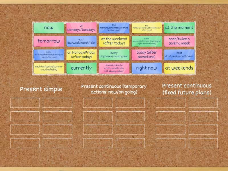 Time words: Present simple; Present continuous (temporary actions: now ...