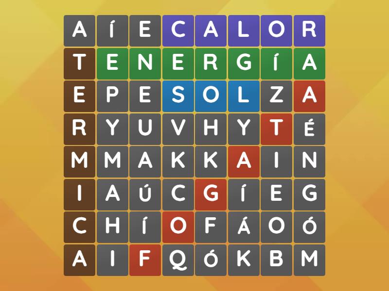 Energía termica - Wordsearch