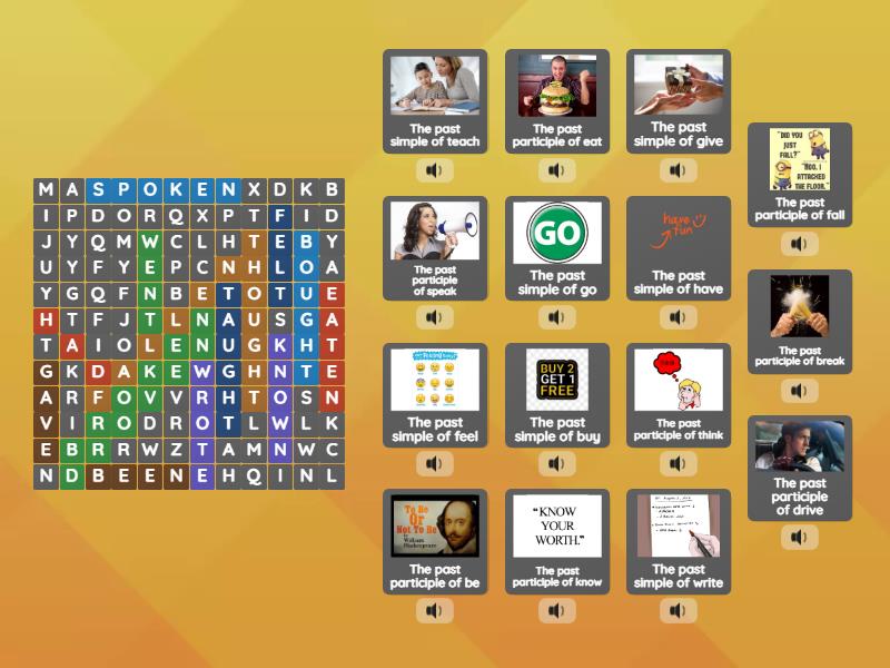 Past Simple and Past participle - Sopa de letras