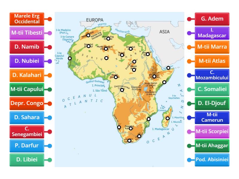 Relief Africa - Labelled diagram