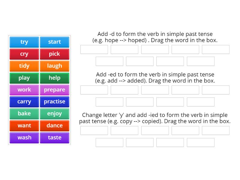 3BU2 simple past tense (verb form) - Group sort