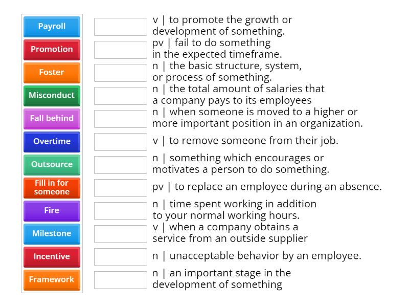 HR vocabulary (part 2) - Match up