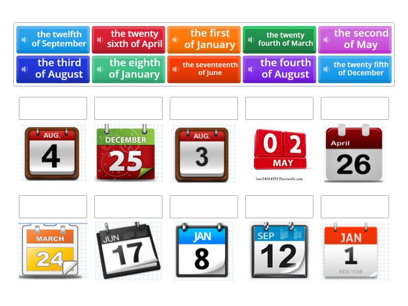 unit 2 dates calendar - Match up