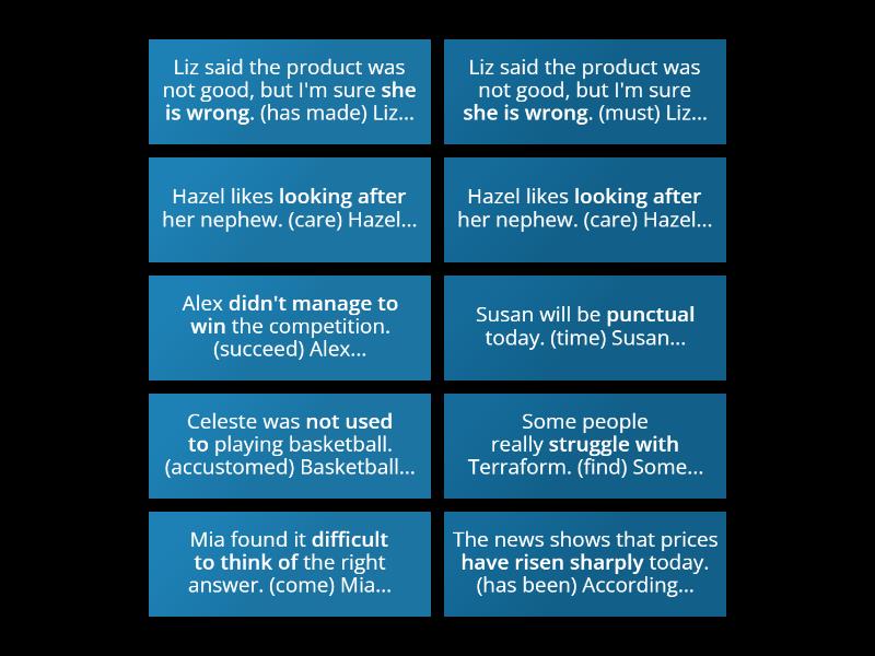 Paraphrasing. Exercise 8. - Flip tiles