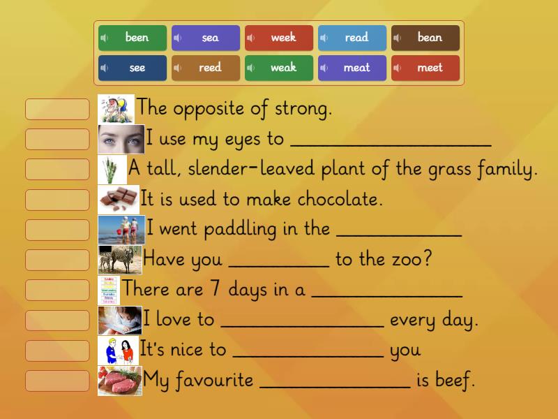 Homophones with ee and ea - Match up