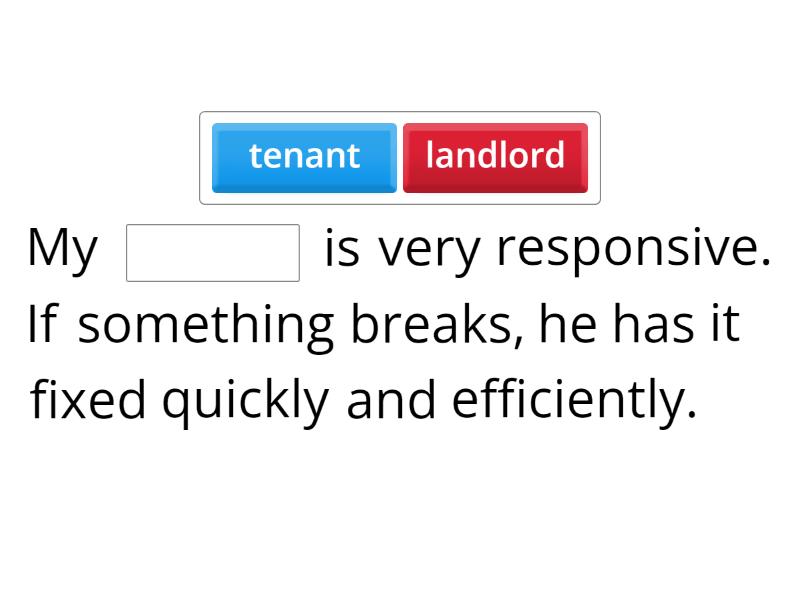 Renting an apartment - Complete the sentence