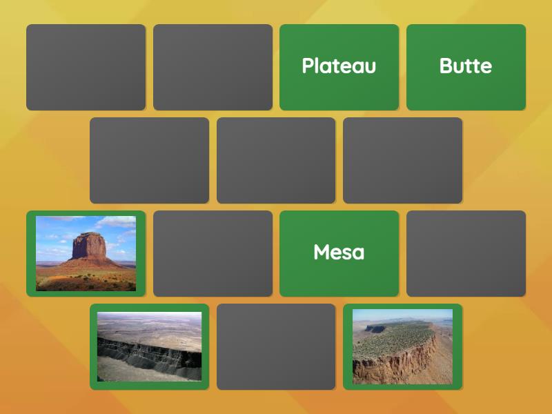 Landforms - Matching pairs