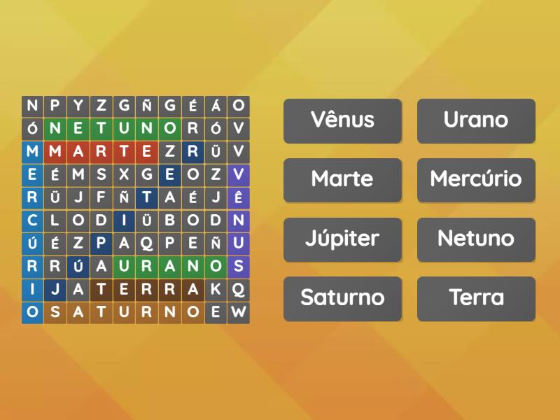 Planetas do Sistema Solar - Wordsearch