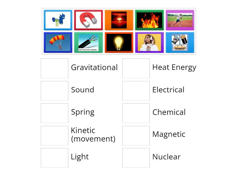 Types of Energy - - Match up