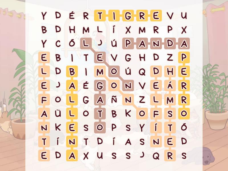 Animales mamiferos - Sopa de letras